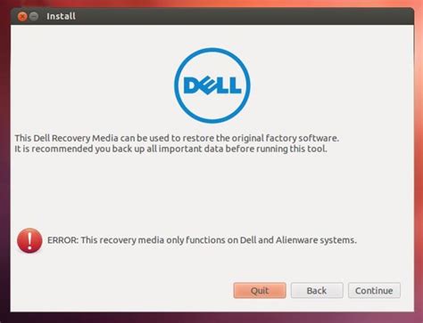‎error recovery media only functions on dell and alienware systems