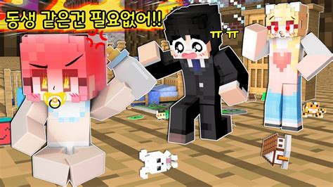 아기가 된 딸 요루루 동생은필요없어 ㅋㅋ 셋째 임신 잉여맨 가족상황극 마인크래프트 Youtube