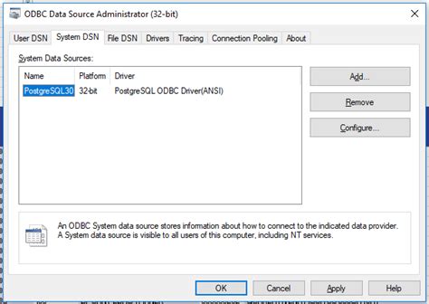 connection fail to a postgresql data base from odbc driver microsoft