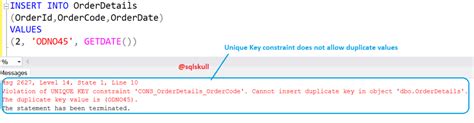 sql unique key constraint sqlskull