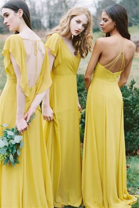 Sheath Open Back Floor Length Chiffon Bridesmaids Dress Angrila