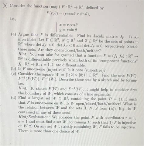 Solved 5 Consider The Function Map F R2 R2 Defined
