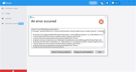 how to solve error message docker failed to initialize just another