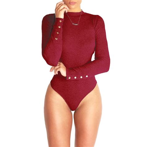 Sexy Women Long Sleeve Bodysuit Fashion Stretch Leotard Womens
