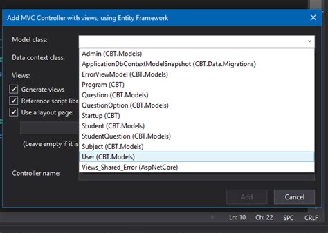 entity framework cannot scaffold core controller with view