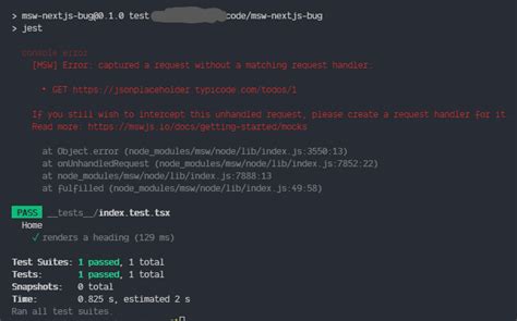 using onunhandledrequest error does not fail tests · issue 946
