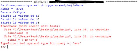 [résolu] débutant une fonction simple typeerror bad operand type