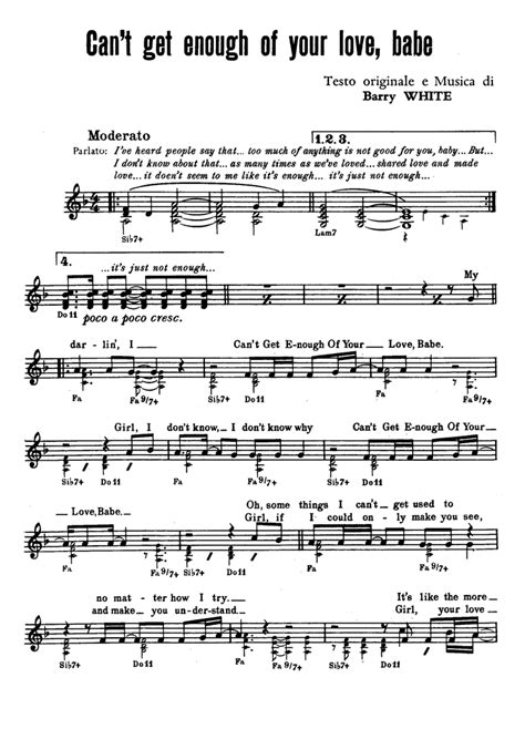 Cant Get Enough Of Your Love Babe Sheet Music Easy Sheet Music