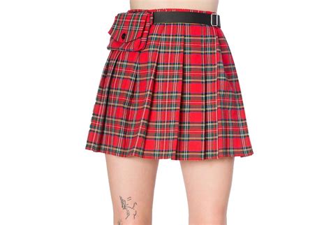 Red Tartan Banned Apparel Ladies Kilt Mini