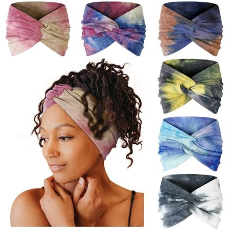 Wide Boho Headbands Tie Dyed Head Bands Thick Head Wraps Large Turban