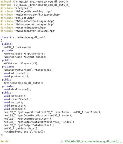 code generation for a deep learning simulink model to classify ecg