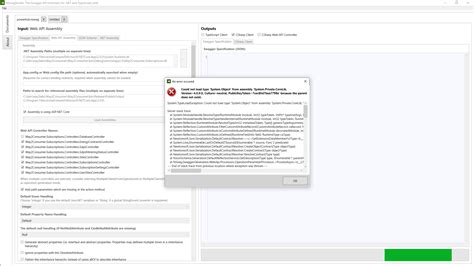 error trying to generate csharp client could not load