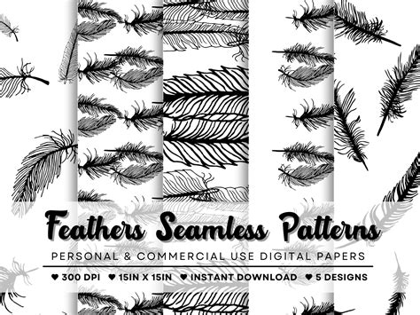 Flying Feathers Seamless Patterns Graphic By Designscape Arts
