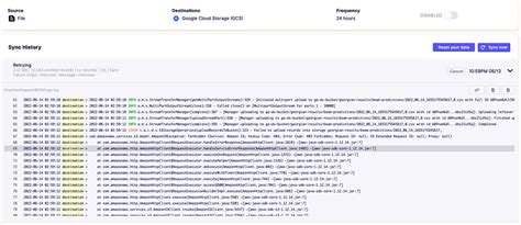 [file source gcs desination] connection showing failed on ui but