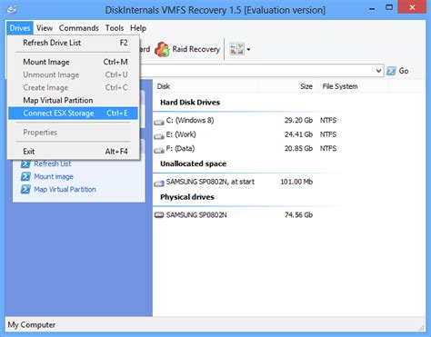 mounting esx esxi server disks or vmdk files diskinternals