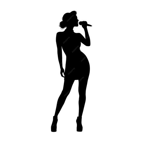 Premium Vector Woman Singer Silhouette Woman Singing On Mic Singer