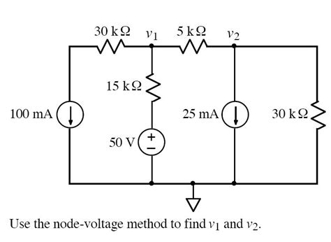 solved use the node voltage method to find v1 and v2