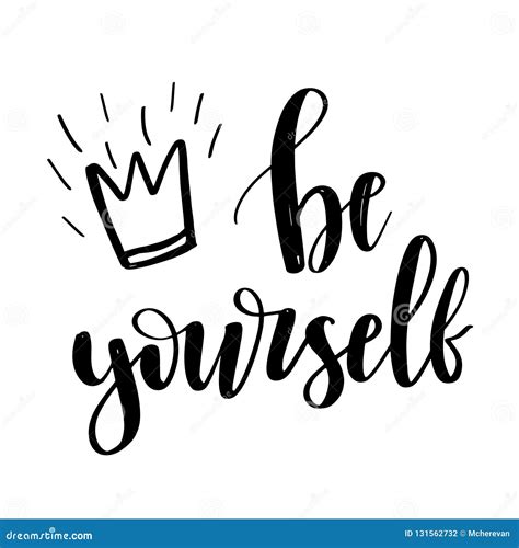 Vector Modern Brush Calligraphy Motivation Quote Be Yourself Hand