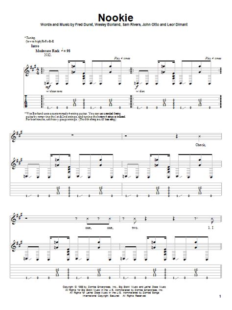 Limp Bizkit Nookie Sheet Music Notes Chords Em 2022