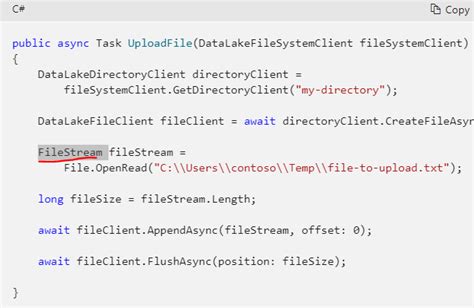 [solved] how to upload file to azure datalake through api core
