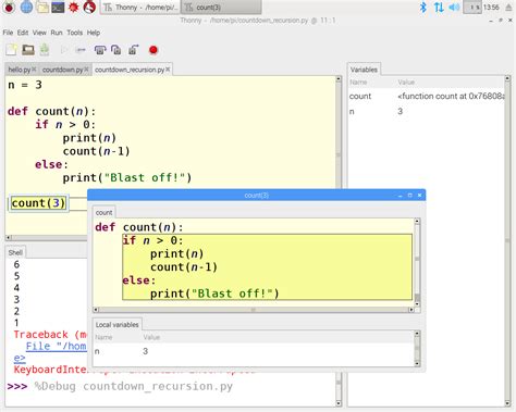 thonny on a raspberry pi using the new python ide in raspbian — the