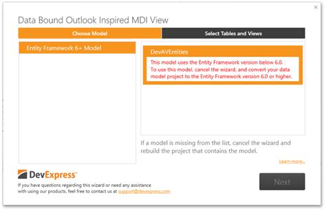 devexpress mvvm framework scaffolding wizard new ui