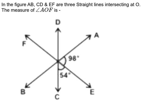 In The Below Fig Lines Ab Cd And Ef Intersect At O Find The Mea