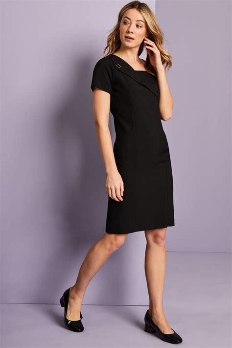 Womens Feature Lapel Dress Black