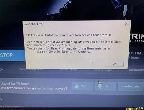 launcher error fatal error failed to connect with local steam client