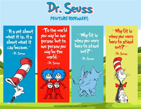 Dr Seuss Digital Download Printable Bookmarks Etsy