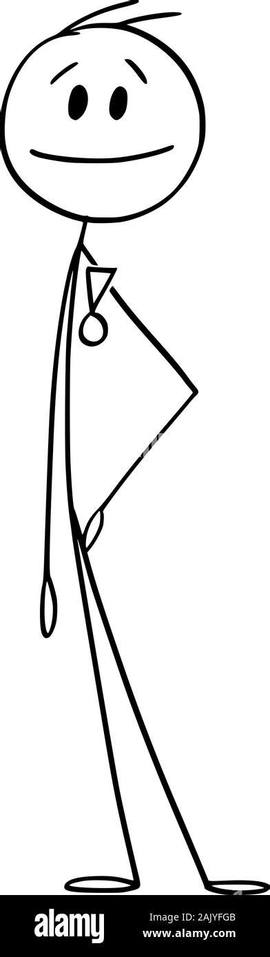 Vector Cartoon Stick Figure Drawing Conceptual Illustration Of Man