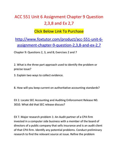 acc 551 unit 6 assignment chapter 9 question 2 3 8 and ex 2 7 by