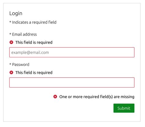 mandatory form fields specification [pattern] mandatory form fields