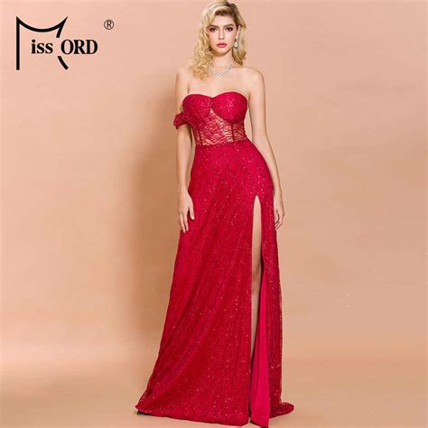 Missord 2022 Women Sexy Off Shoulder Long Sleeve Sequin Floor Length