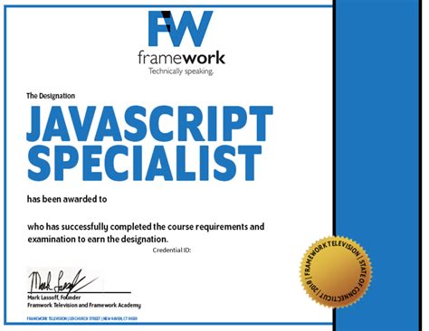 designated javascript specialist 2020 framework teach