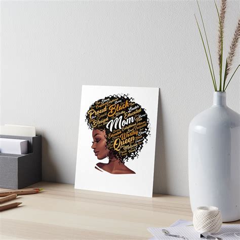 Happy Mothers Day Black Mom Queen Afro African Woman Art Board Print