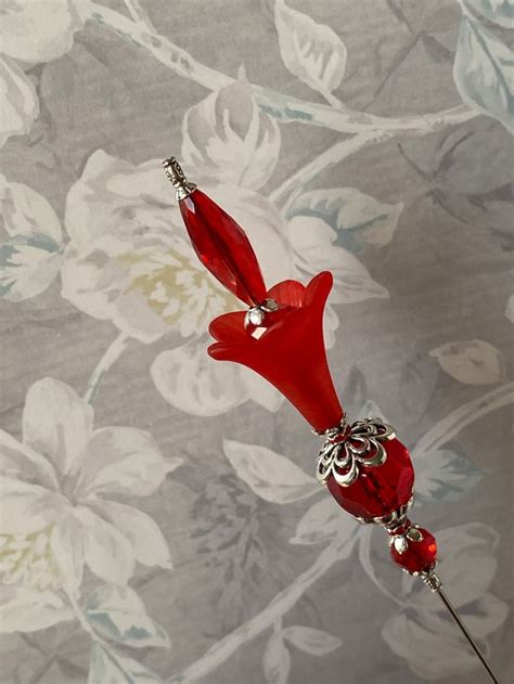 Red Hat Pin Sparkling Faceted Crystal Glass Victorian Hatpin Choose