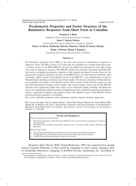 Pdf Psychometric Properties And Factor Structure Of The