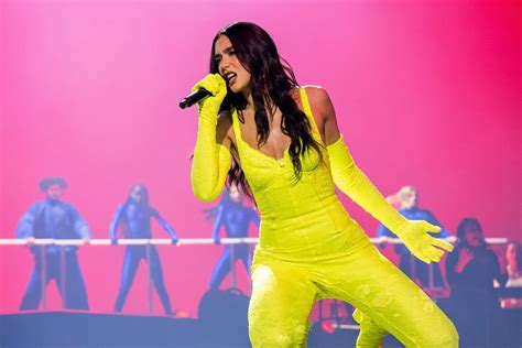 Dua Lipa Wears Neon Green Lace Balenciaga Catsuit For Tour Popsugar