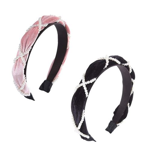Velvet Padded Pearl Embellished Headband Large Padded Velvet Races Goth