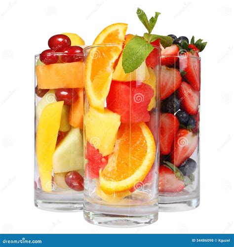 Fruit Cocktails Isolated On White Fresh Slices Of Different Fruits In