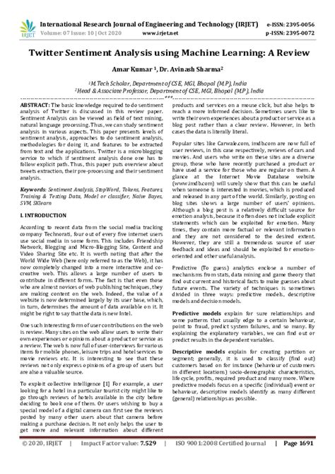 pdf irjet twitter sentiment analysis using machine learning a