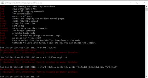 corda can t start a iouflow from cordashell cordapp template
