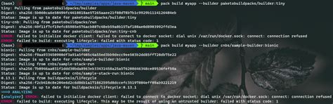 running pack command displays erro failed to initialize