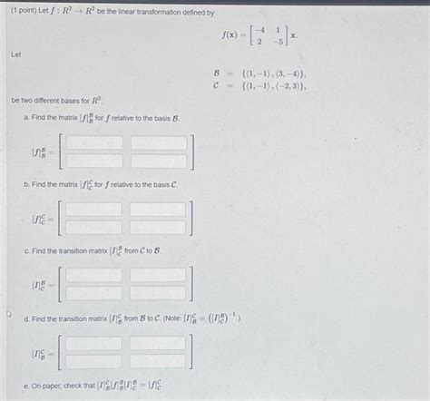 Solved 1 Point Let F R2→r2 Be The Linear Transformation