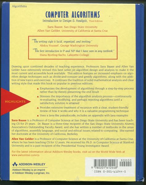 computer algorithms introduction to design and analysis by sara baase