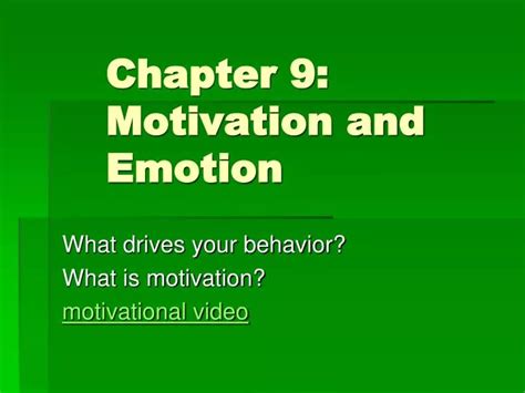 Ppt Chapter 9 Motivation And Emotion Powerpoint Presentation Free