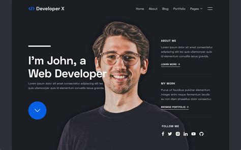 developer x portfolio html5 responsive website template