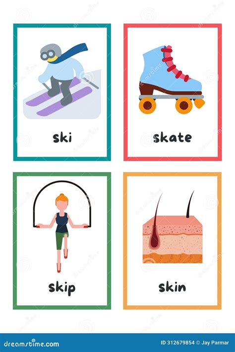 Sk Consonant Blend Flashcards 1 Stock Illustration Illustration Of