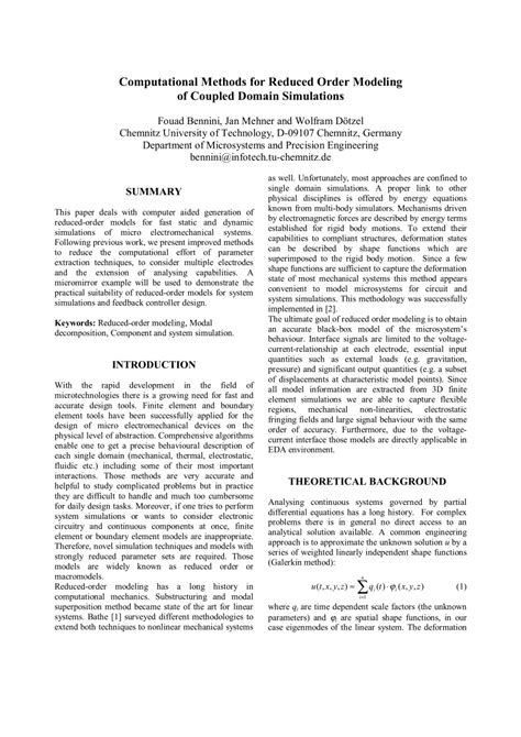 pdf computational methods for reduced order modeling of coupled